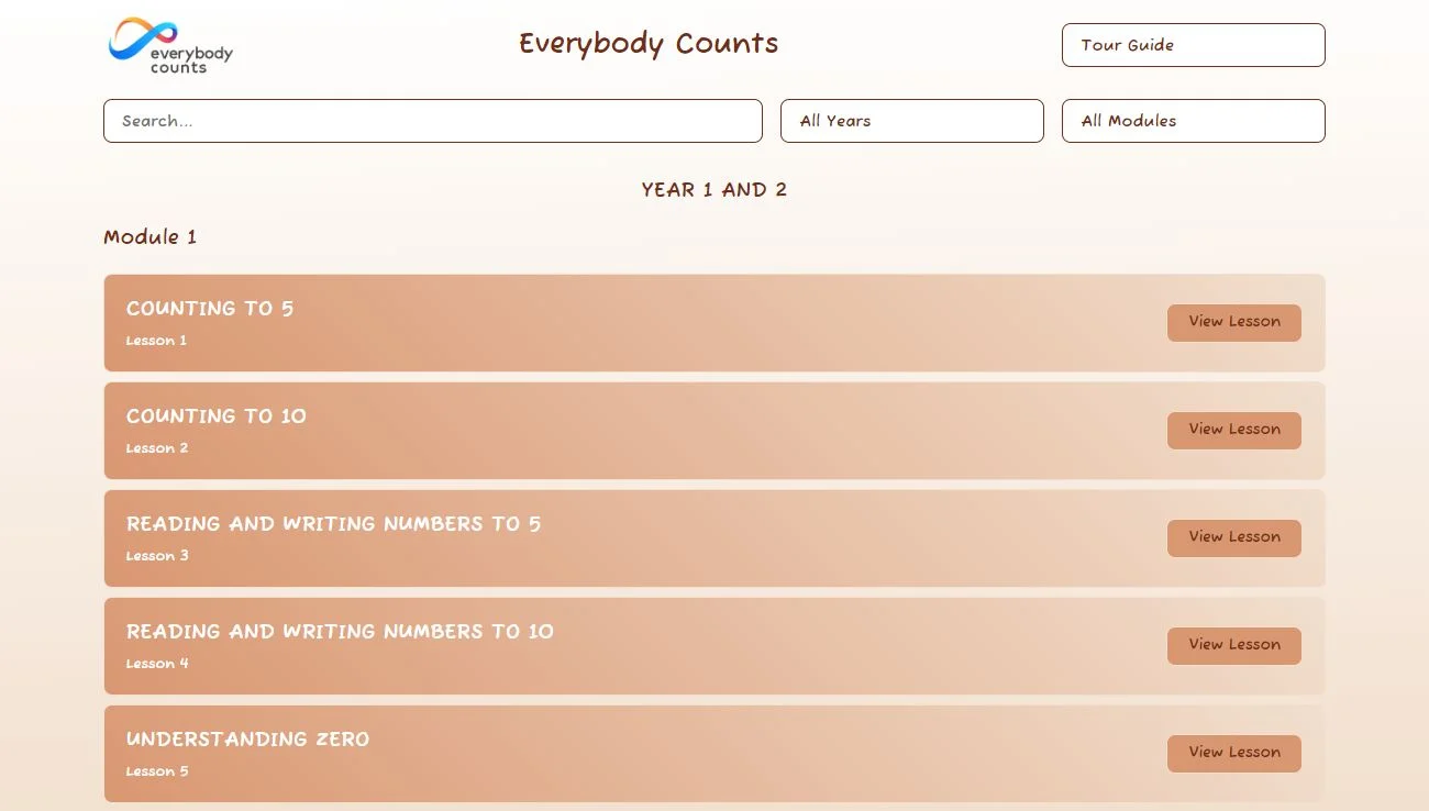 Everybody Counts: Platform for Math Learning