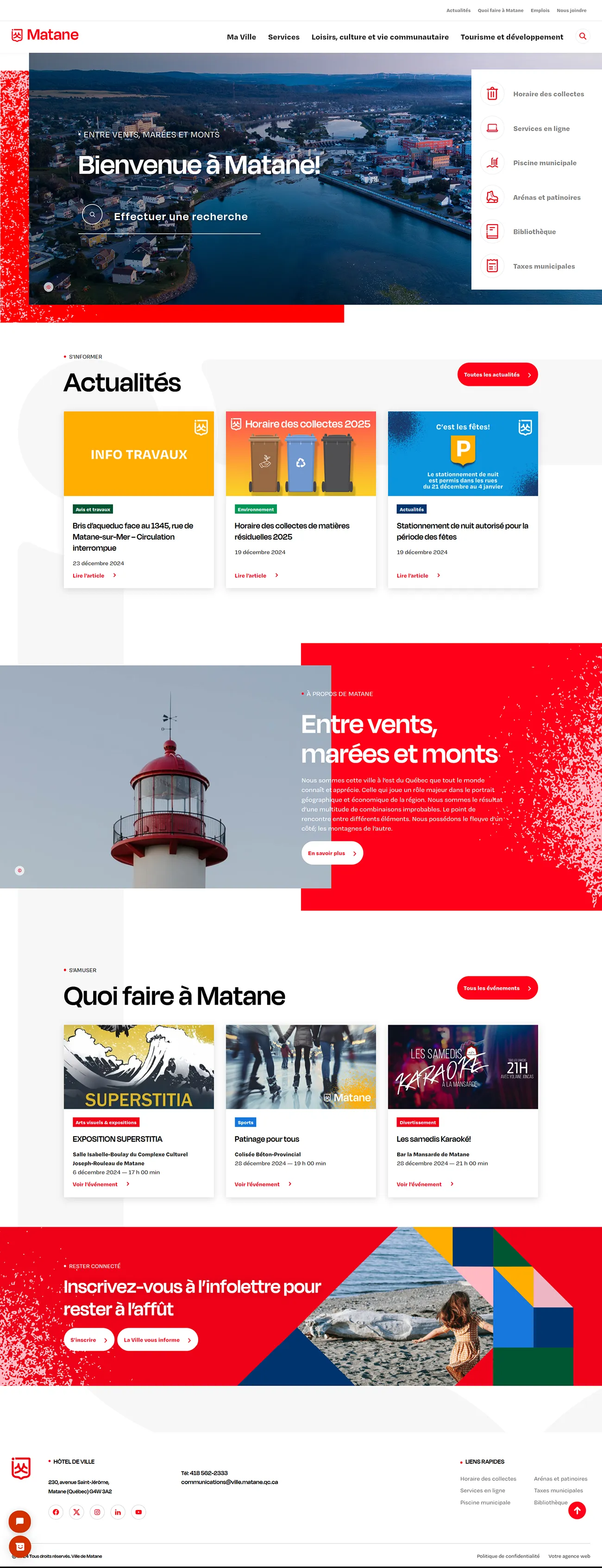 Complete redesign of the Ville de Matane Website